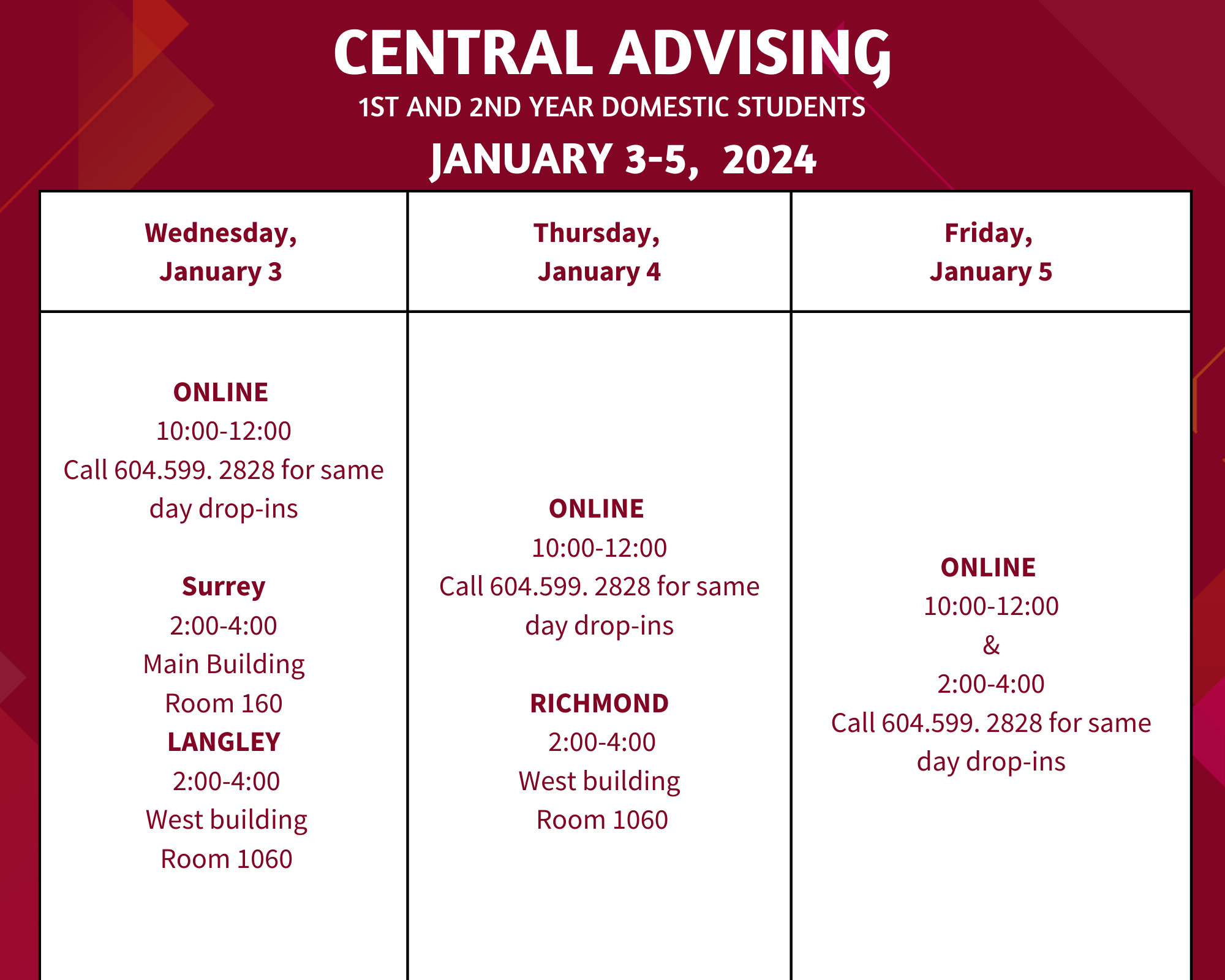 Drop-In Advising | Kwantlen Polytechnic University