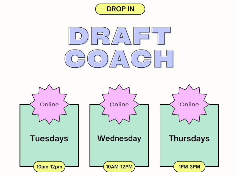 Draft Coach - Upcoming Workshops | Kwantlen Polytechnic University