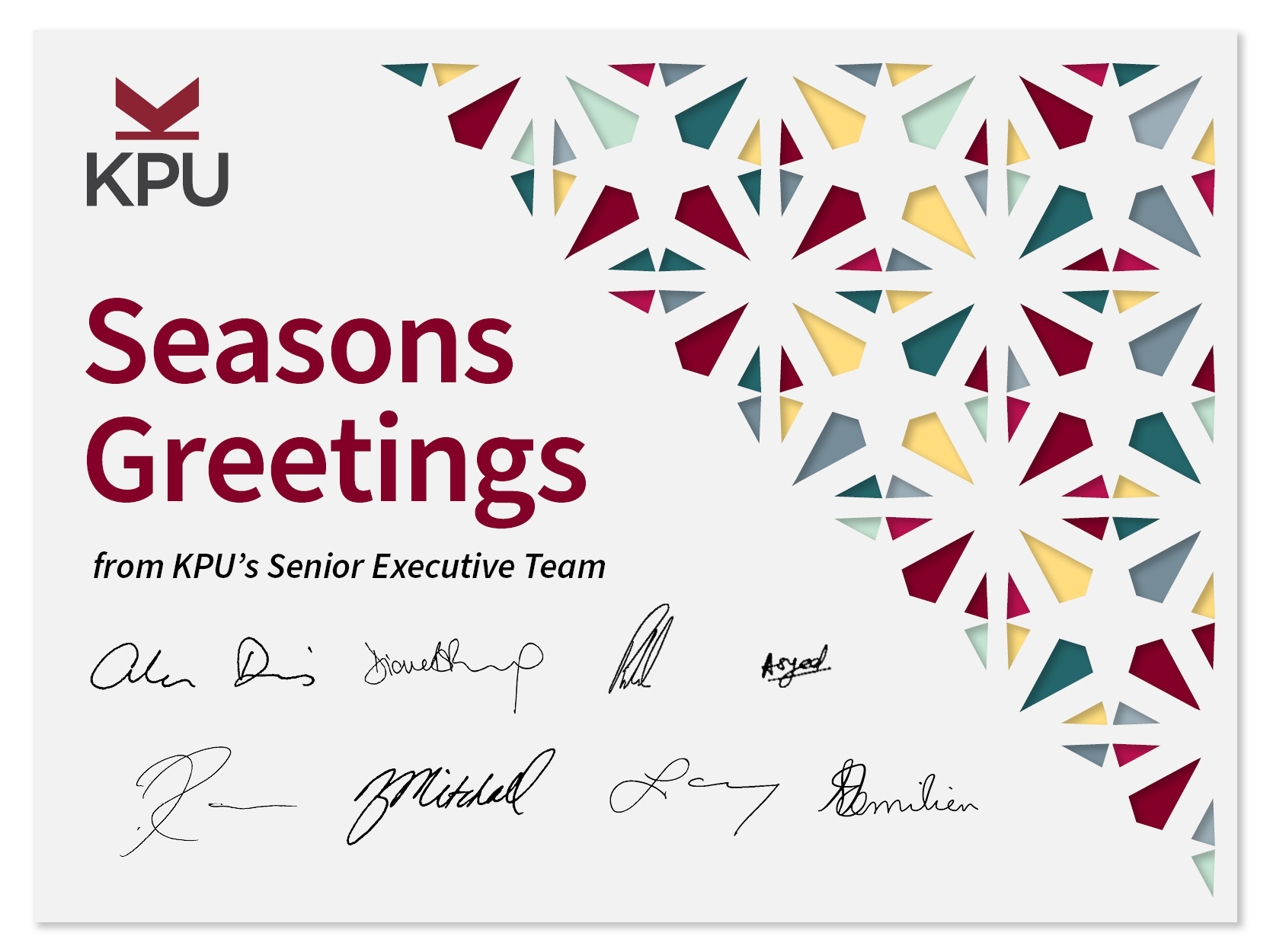 Seasons Greetings from all the KPU’s senior executive team | KPU.ca ...